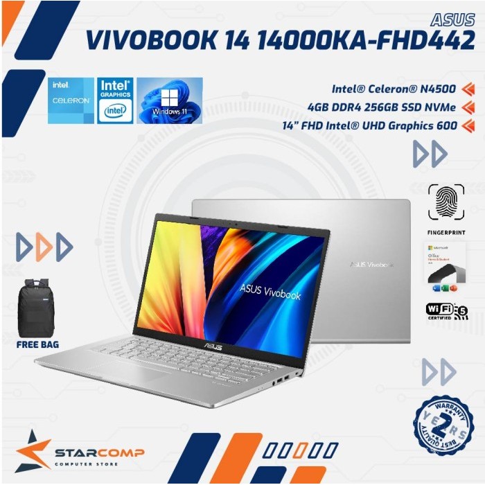 Jual ASUS Vivobook 14 A1400KA-FHD422 Intel N4500 4GB 256GB 14" FHD WIN ...