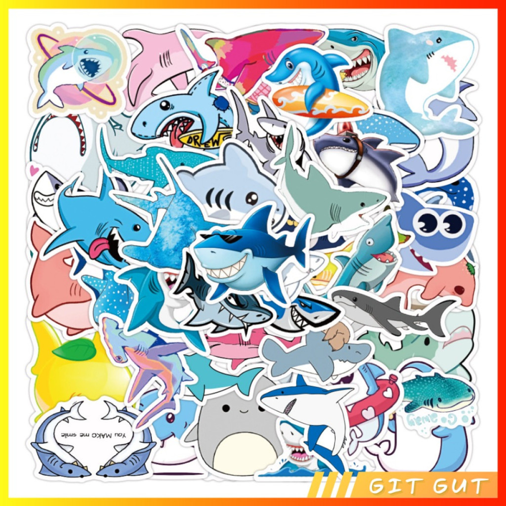 Jual Sticker Pack Stiker Vinyl 50 pcs Cute Sharks Baby Shark Marine ...