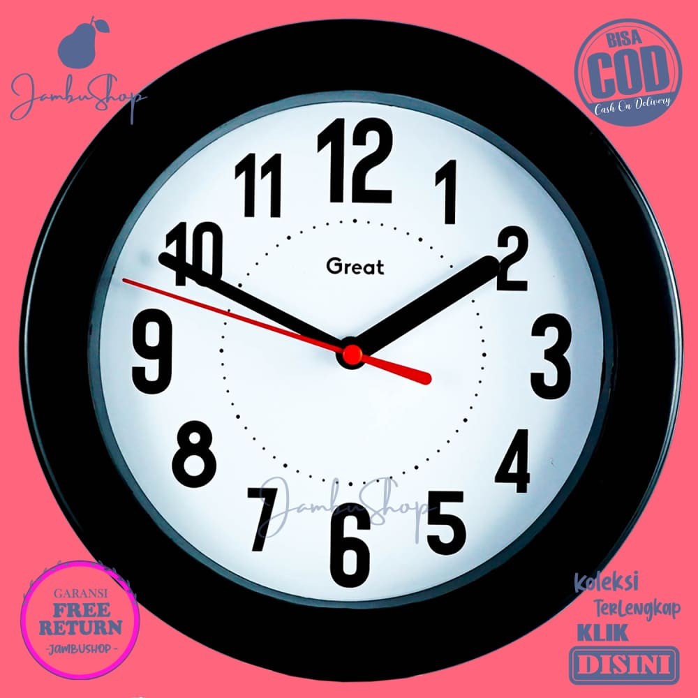 Jual Jam Dinding Quartz Minimalis Pink Hijau Kuning Biru Great 888 ...