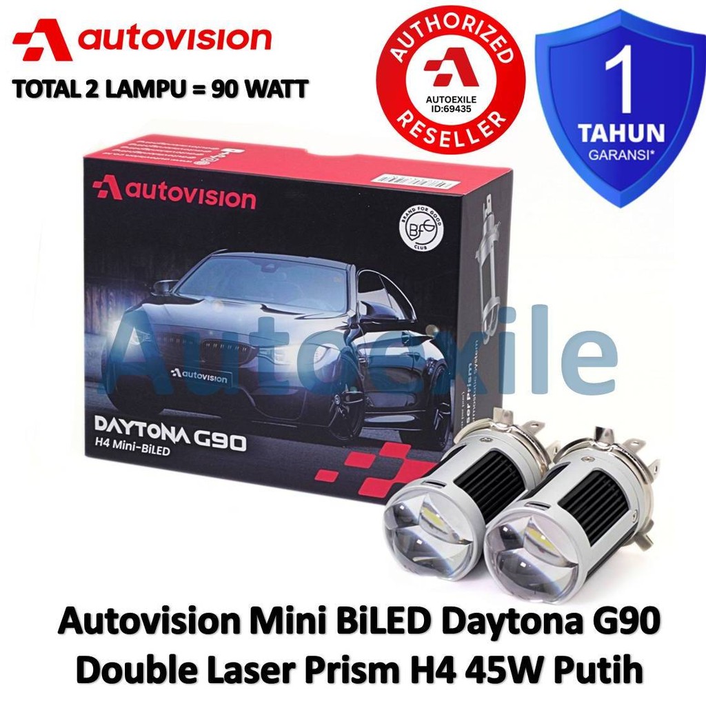 Jual Autovision Mini BiLED Daytona G90 H4 Putih 6000K Lensa Double Laser Prism Projector Projie ...