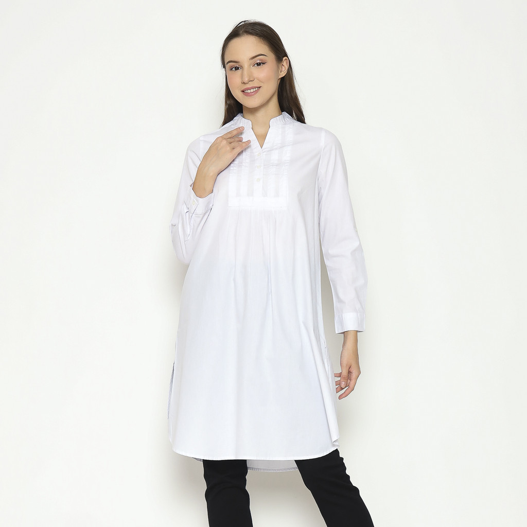 Jual Rodeo - Long Tunik Wanita - Zoie Tunik - White | Shopee Indonesia