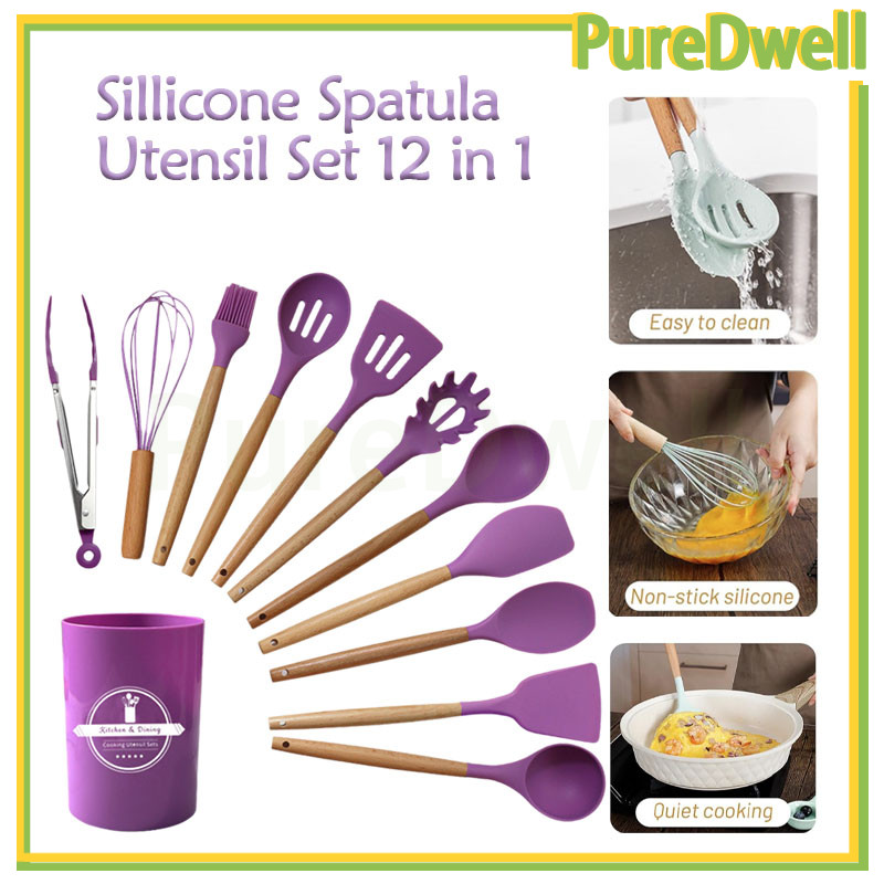 Jual Silikon Spatula Silicone Alat Masak Set 12pcs/Spatula Steak Clip ...