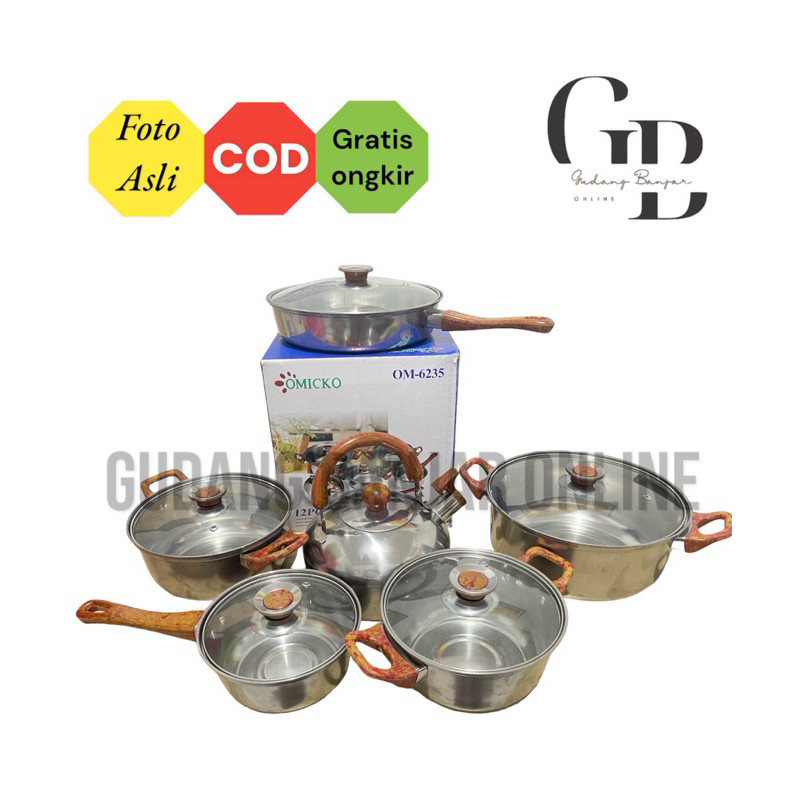 Jual Panci set 12 in 1 merk omicko / panci serbaguna bahan tebal dan ...