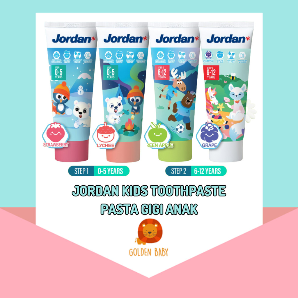 Jual Jordan Kids Toothpaste Step 1 & Step 2 | Pasta Gigi Odol Anak Tube ...