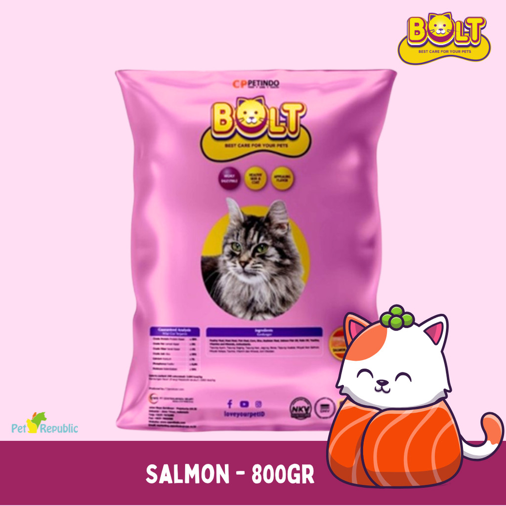 Jual BOLT Makanan Kucing Salmon Cat Food Round Kibble 800g | Shopee ...