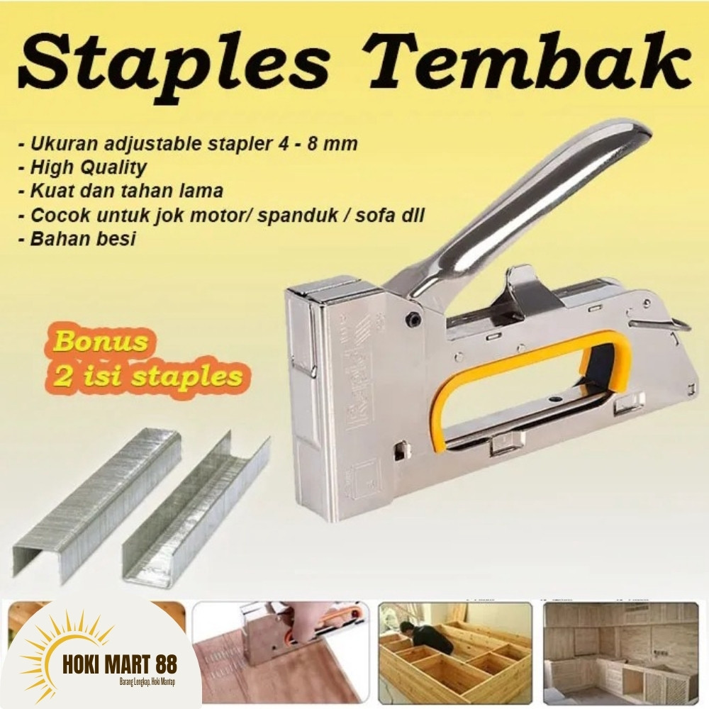 Jual Staples Tembak Gun Tacker BOSSCO + Isi atau Refil 13/8 Stapler ...