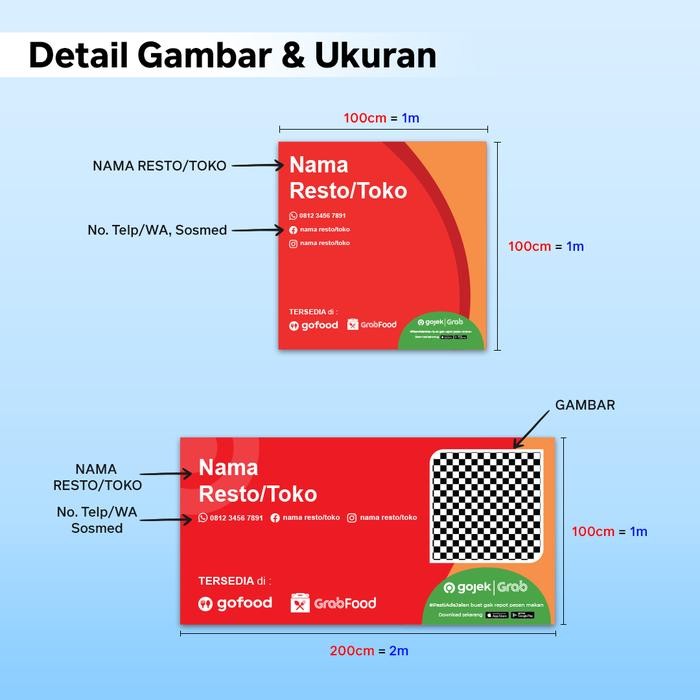 Jual Spanduk Gofood Grabfood / Spanduk Resto / Spanduk GoJek /Banner ...