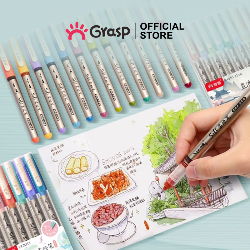 Jual GRASP Marker Warna Pena Lukis Spidol Lukis Lettering Soft Pen Tip ...