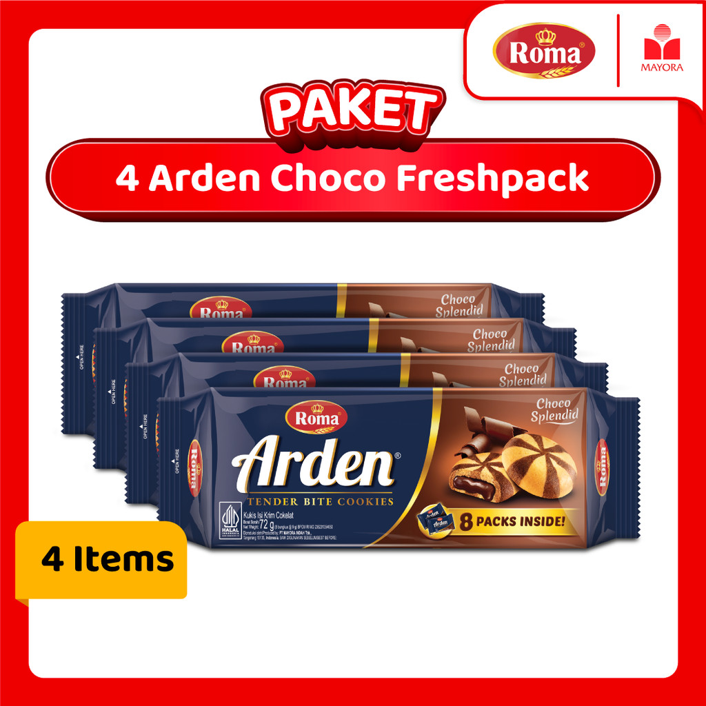 Jual Paket 4 Roma Biskuit Arden Choco Splendid Freshpack | Shopee Indonesia