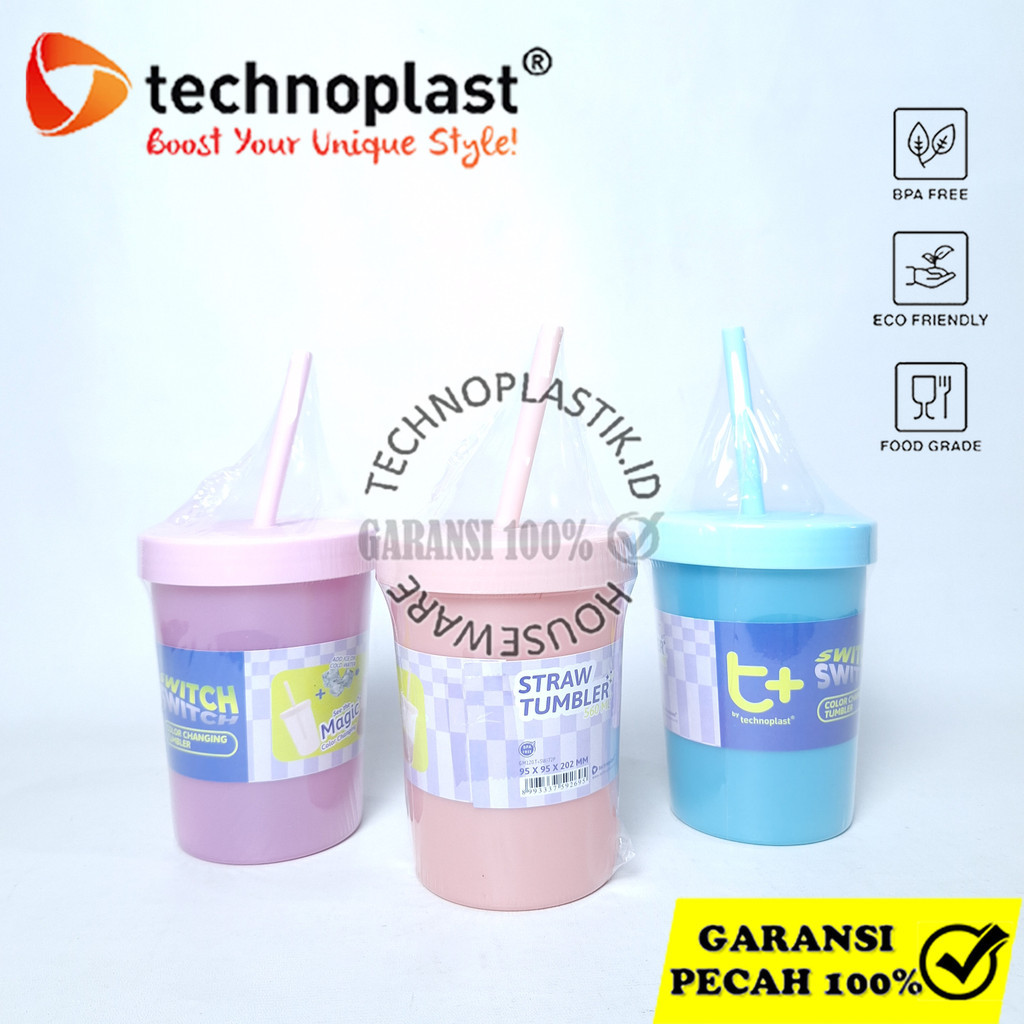 Jual TECHNOPLAST Tumbler 560ml – Botol Air Sedotan Warna Berubah ...