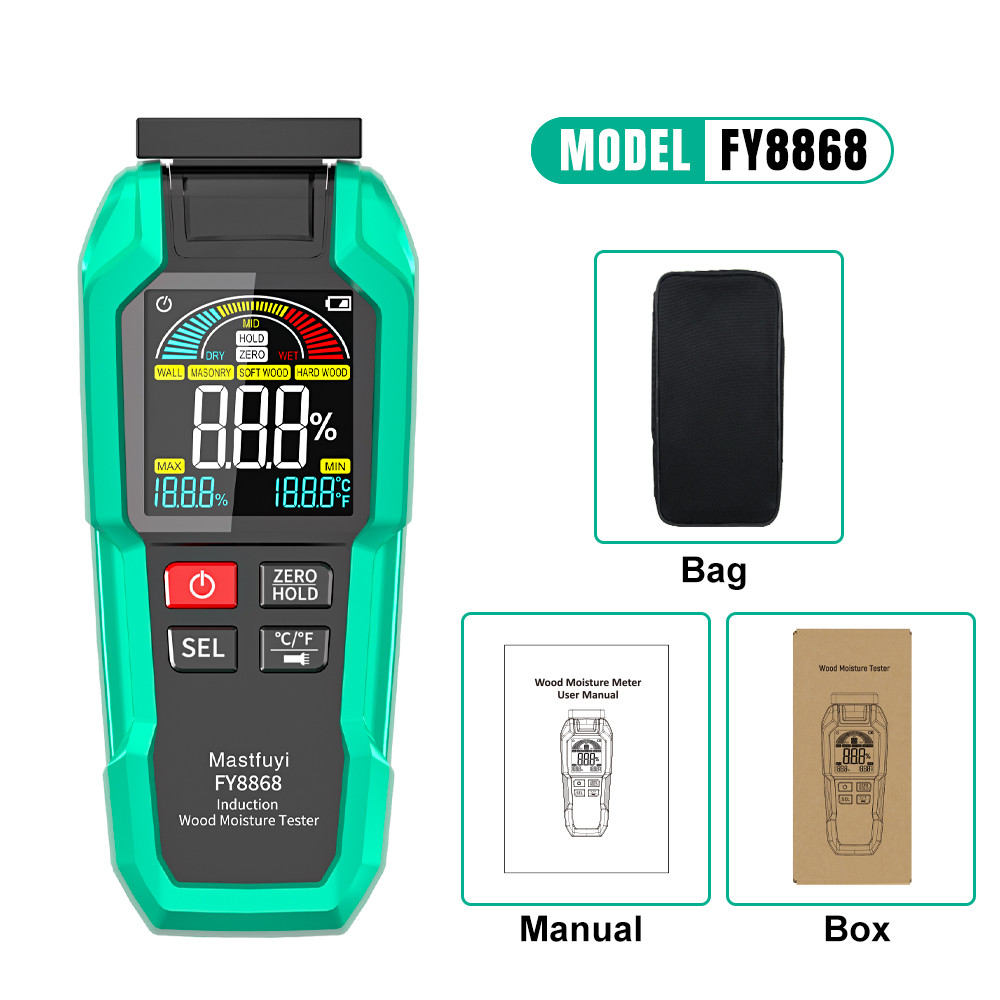 Jual MASTFUYI Digital Pinless Moisture Meter Wood Humidity Tester 50mm ...