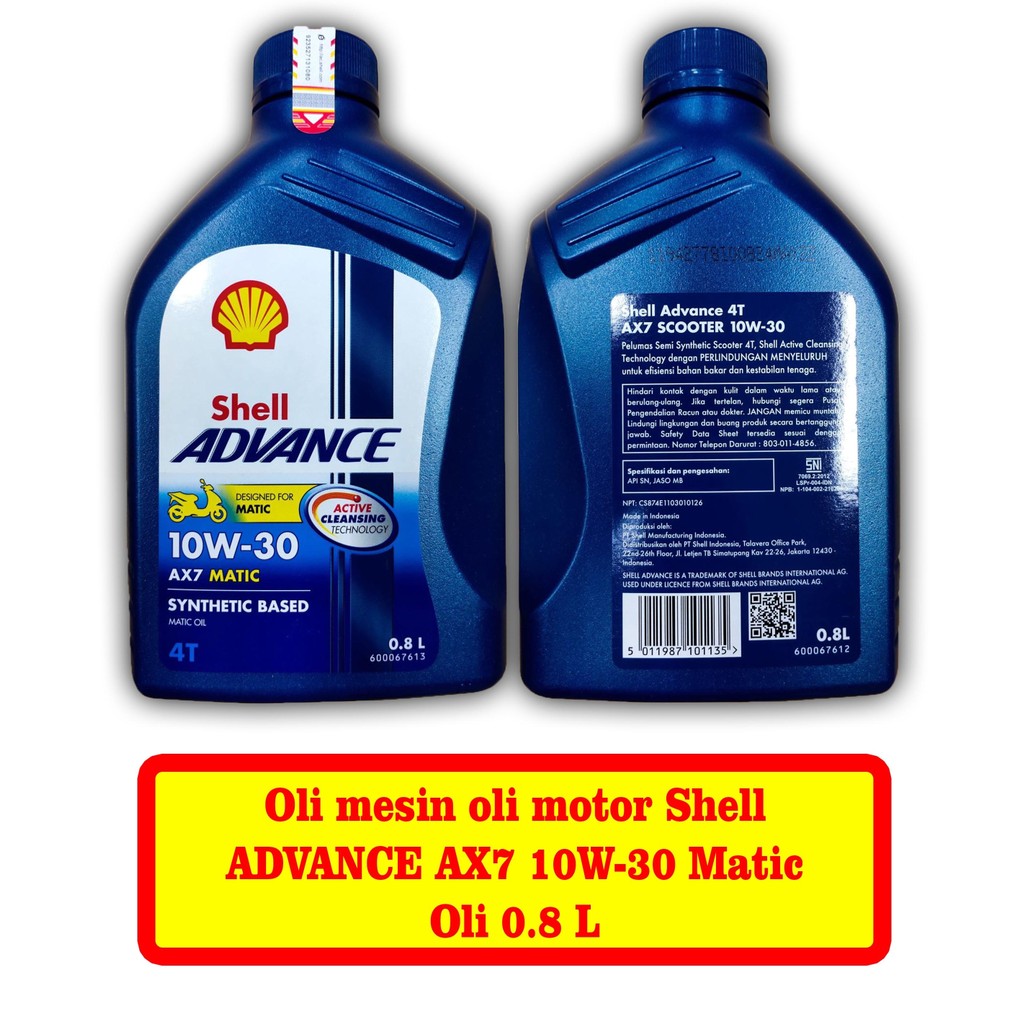 Jual Oli mesin oli motor Shell ADVANCE AX7 10W-30 Matic Oli 0.8 L ...