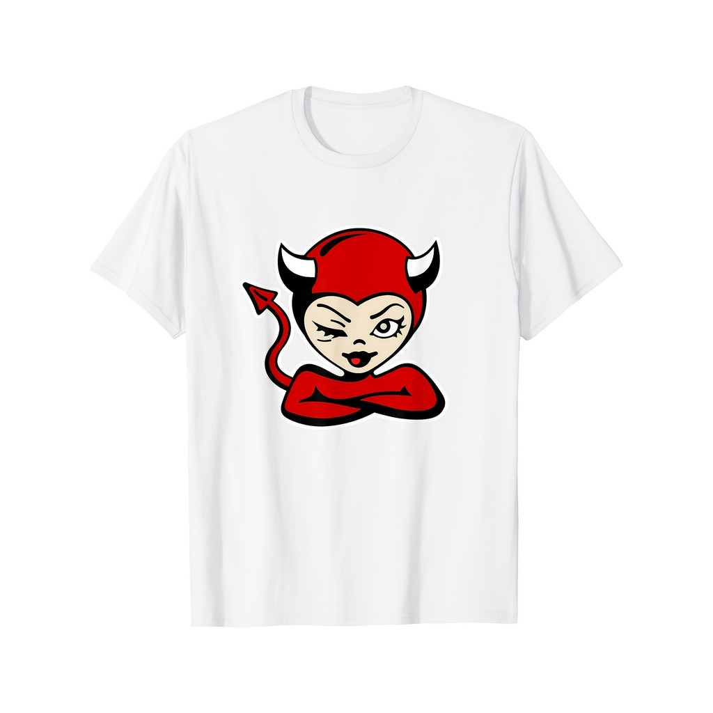 Jual Kaos Wanita Gambar Logo Red Devil Girl, Desain Unik, Nyaman ...
