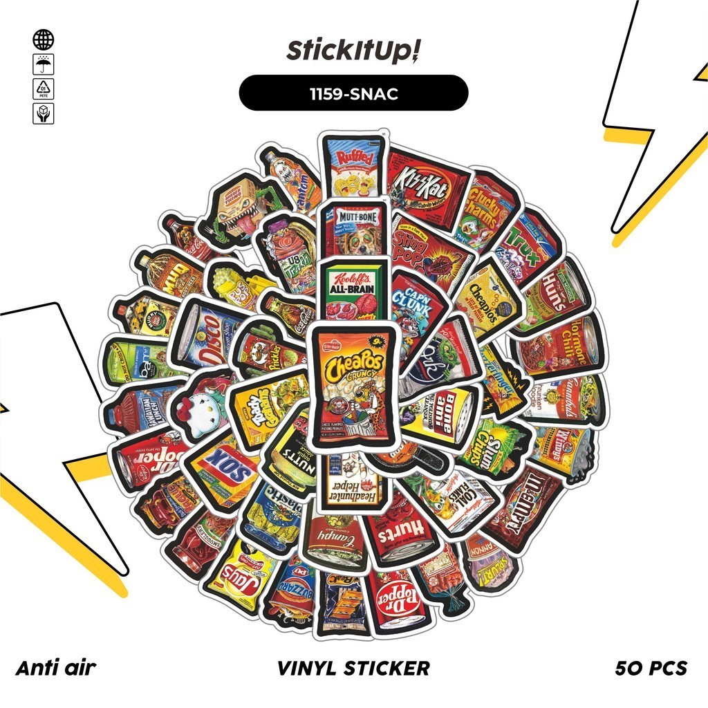 Jual COD 100 Pcs Stiker Pack Snack V3 Lucu Aesthetic Vynil Waterproof ...