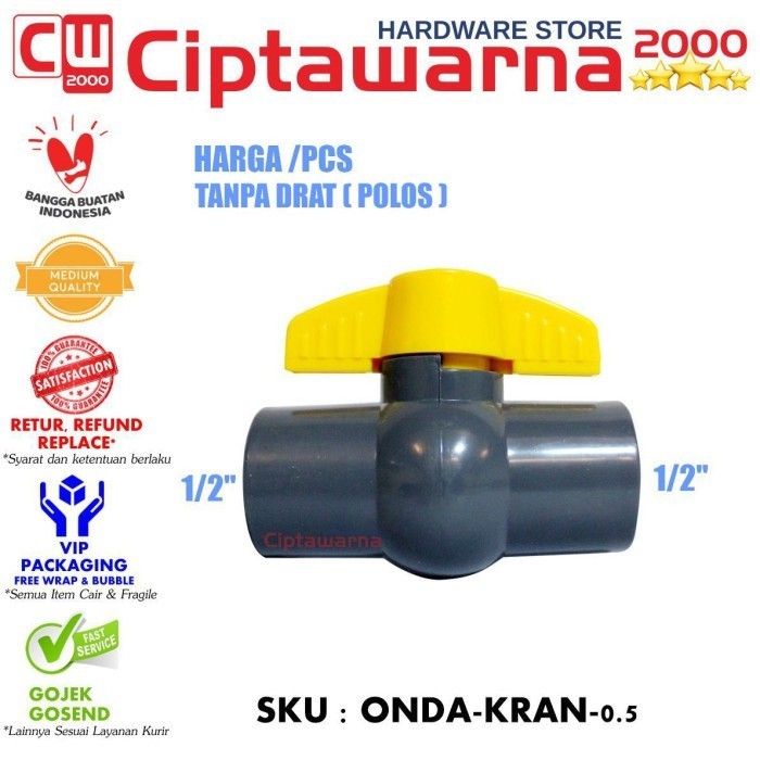 Jual Onda Ball Valve PVC Stop Kran PVAG 1/2" Inch Pipa | Shopee Indonesia