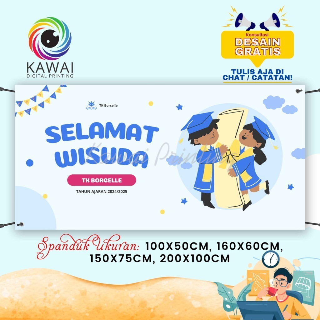 Jual Spanduk Banner MMT Wisuda Gradulation Selamat Wisuda Bisa Rekuest ...