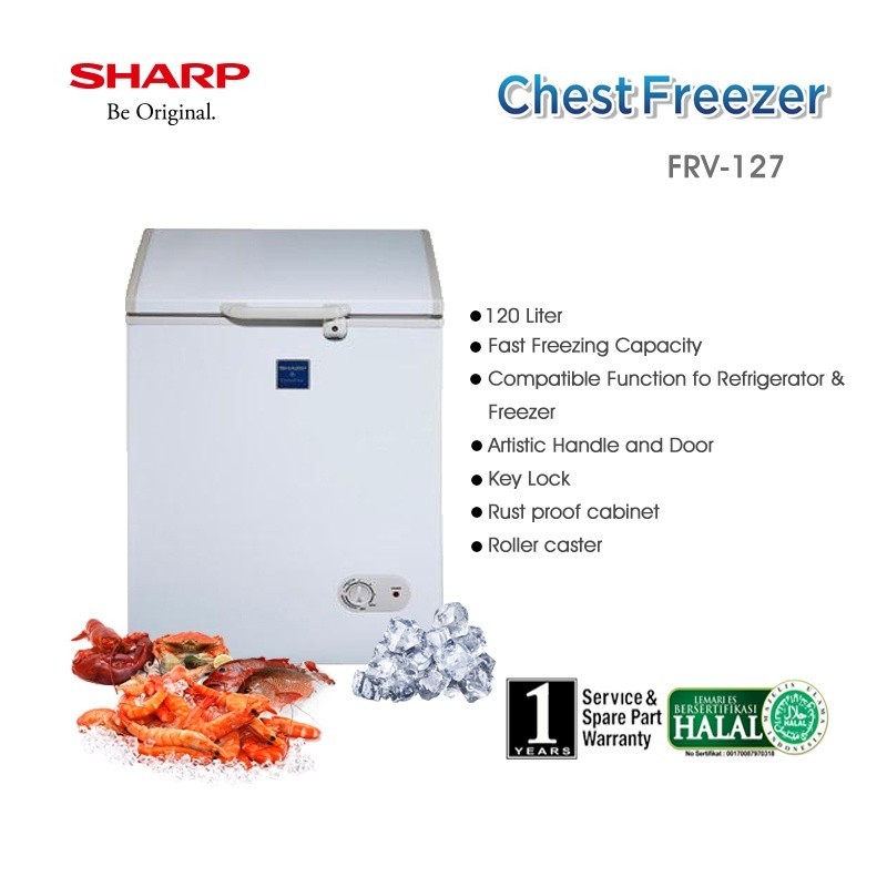 Jual Chest Freezer Sharp 120L FRV-127 | Freezer Box Sharp | Lemari Pembeku 120L | Shopee Indonesia