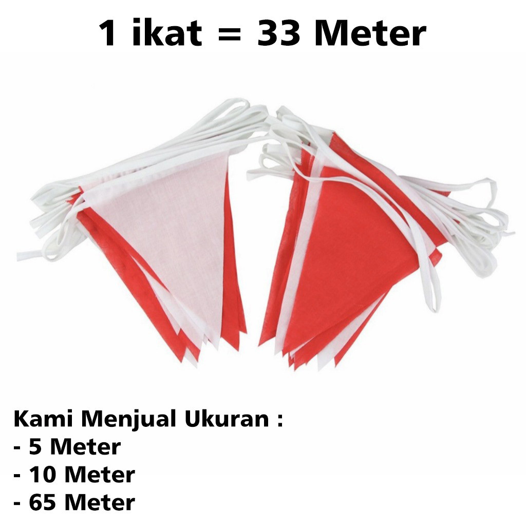 Jual EXD - 10 Meter bendera segitiga kain merah putih / bendera umbul umbul / bendera HUT RI ...