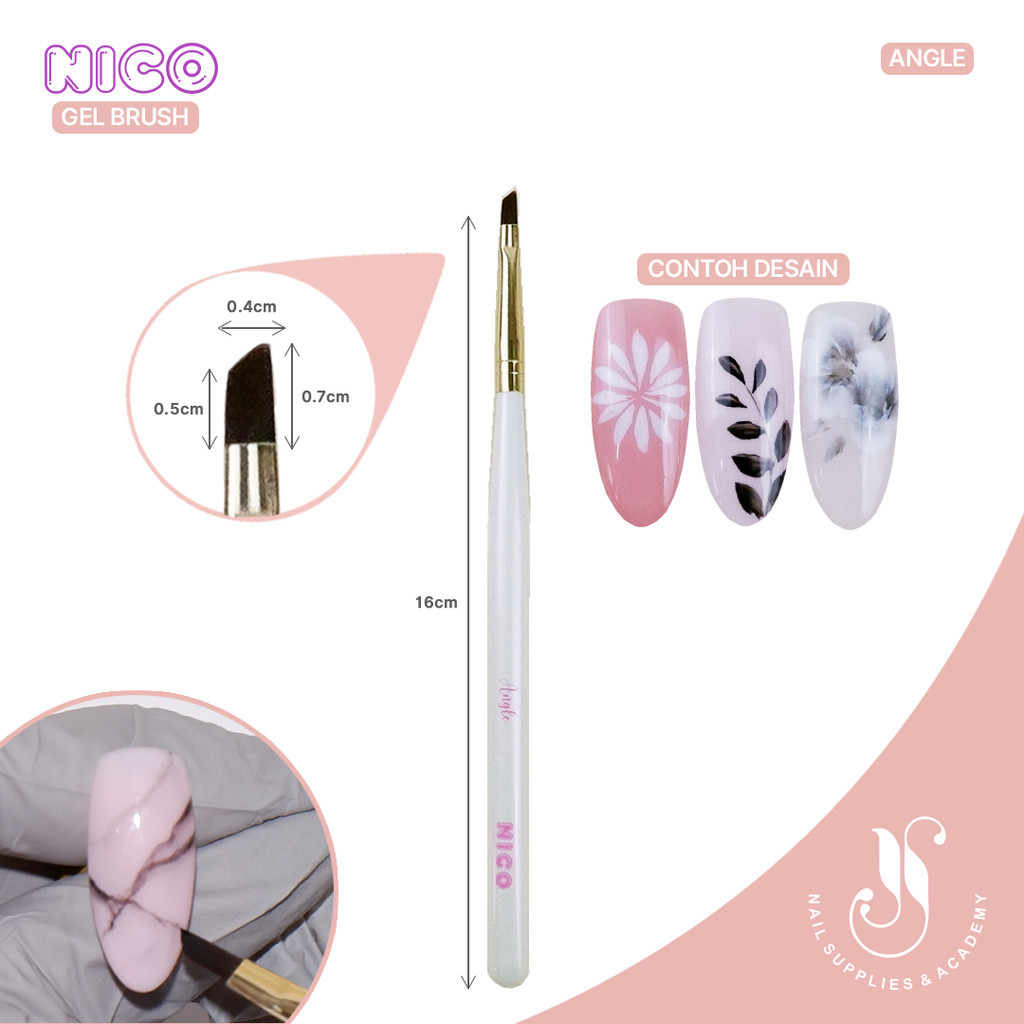 Jual NICO ANGLE BRUSH Kuas Kutek Kuku Nail Art Manicure | Shopee Indonesia