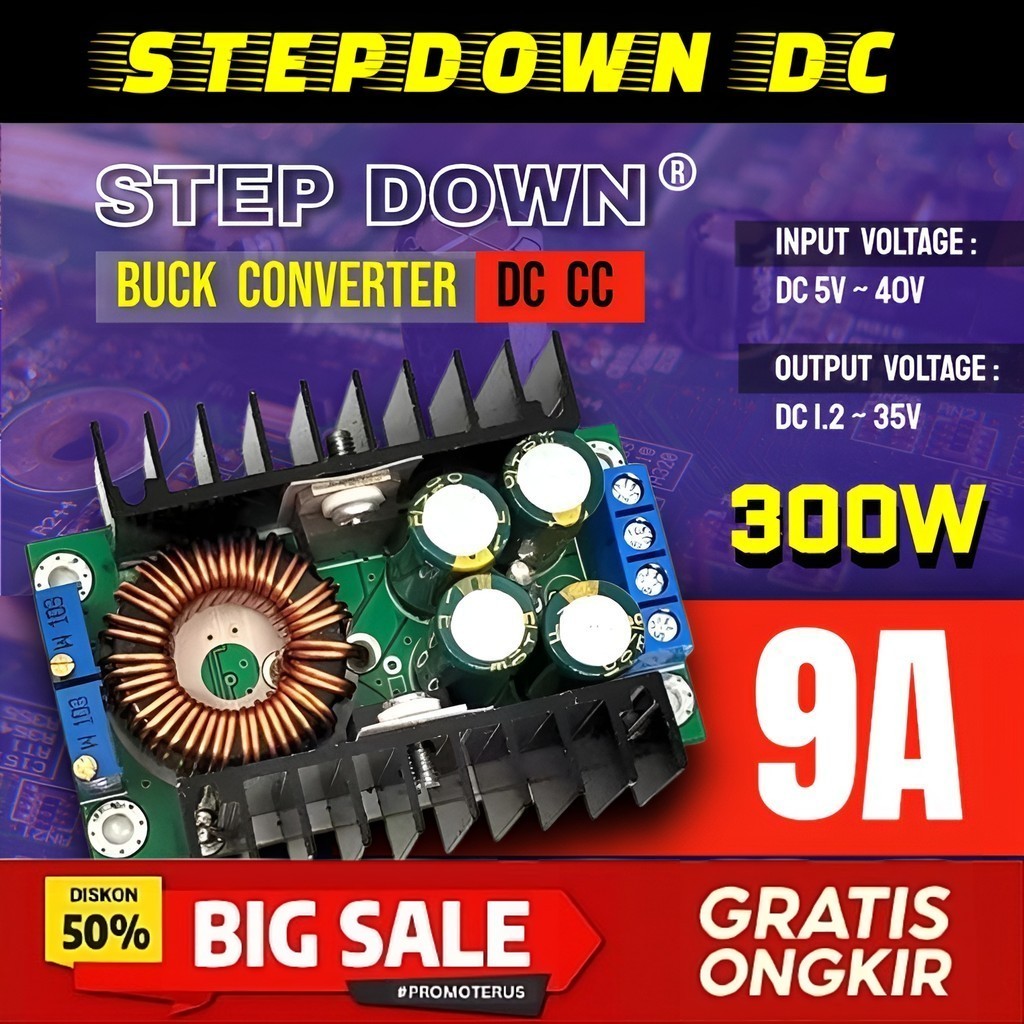 Jual Modul Step Down Penurun Tegangan Buck Converter DC CC 9A 300W 5V ...