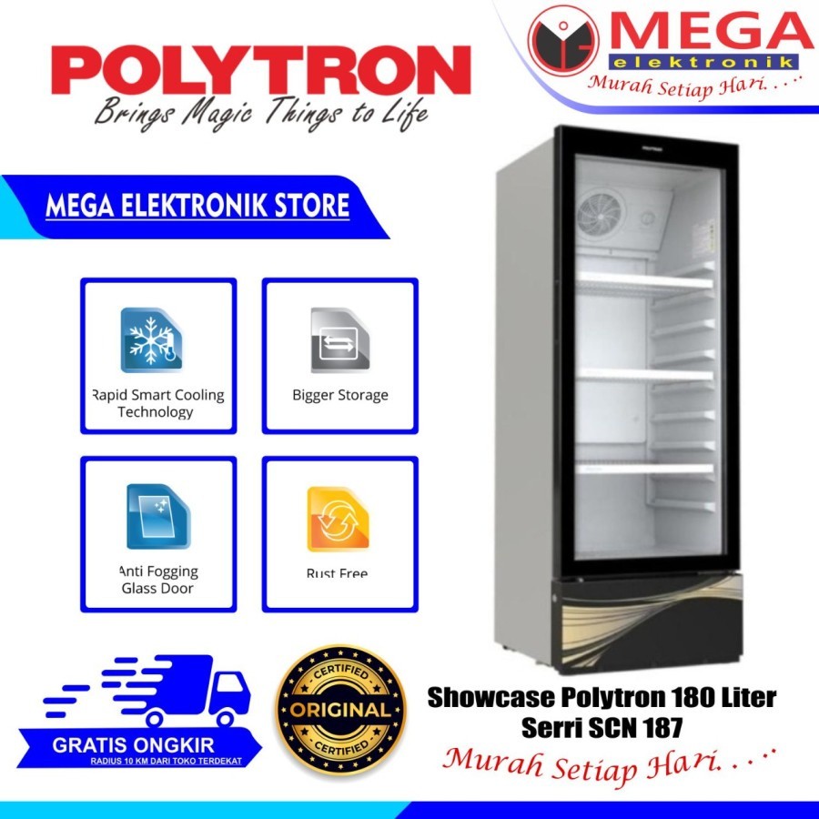 Jual SHOWCASE POLYTRON SCN 187 KAPASITAS 180L | Shopee Indonesia