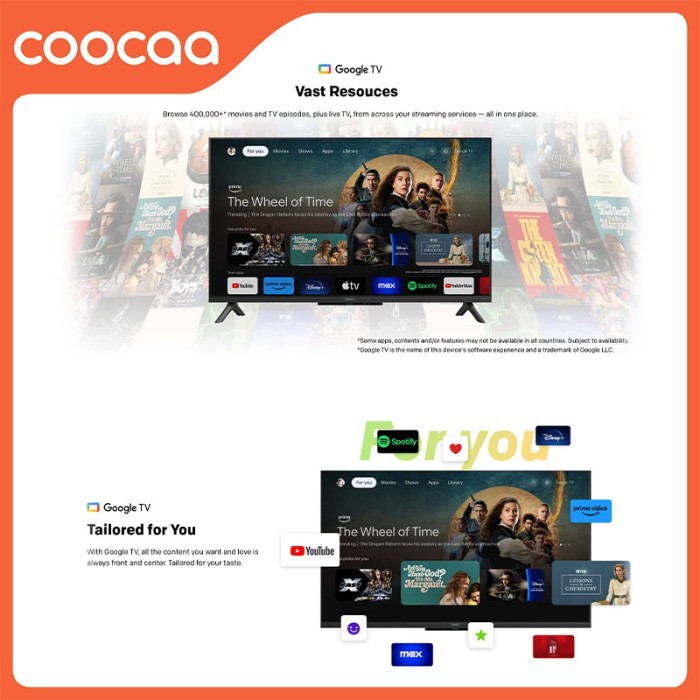 Jual NEW COOCAA 55 inch GOOGLE TV-4K UHD-Dolby Audio COOCAA 55Y65 ...