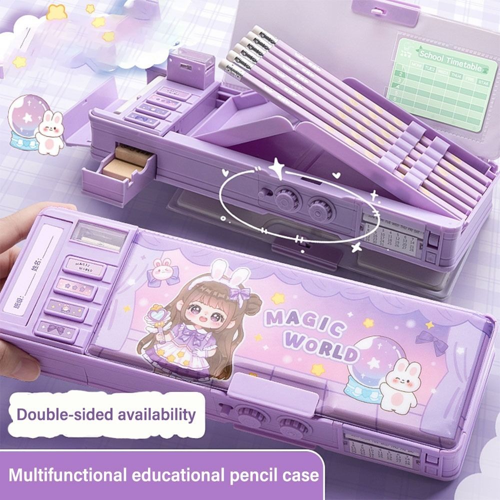 Jual Double-layer Double Password Lock Pencil Case Students Multi ...