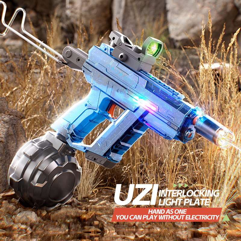 Jual UZI Long Range Electric Shooting Water Gun With Lighting Toys High ...