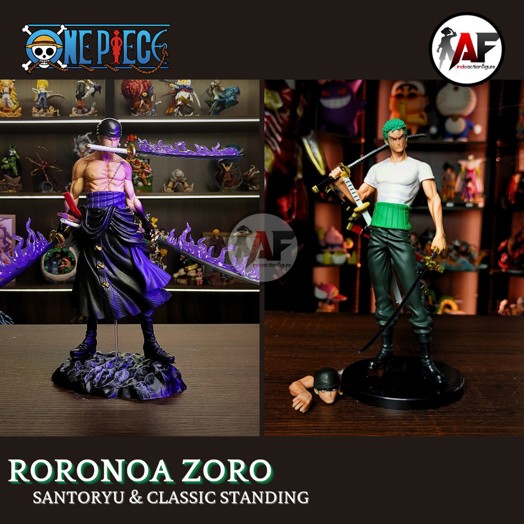 Jual Statue One Piece Roronoa Zoro Standing Santoryu & Classic Zoro AO ...