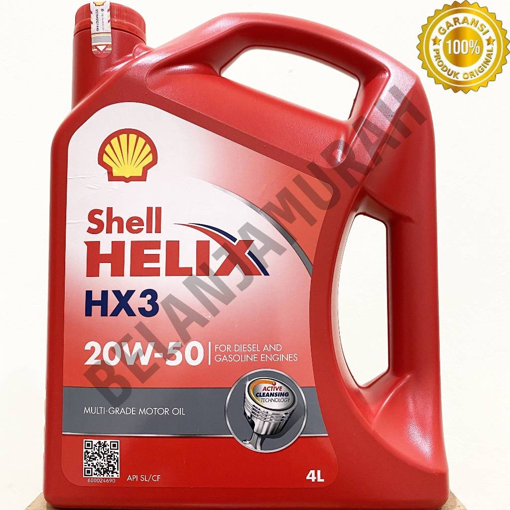 Jual Oli Shell Helix HX3 SAE 20w-50 Galon 4 Liter 100% ASLI | Shopee ...