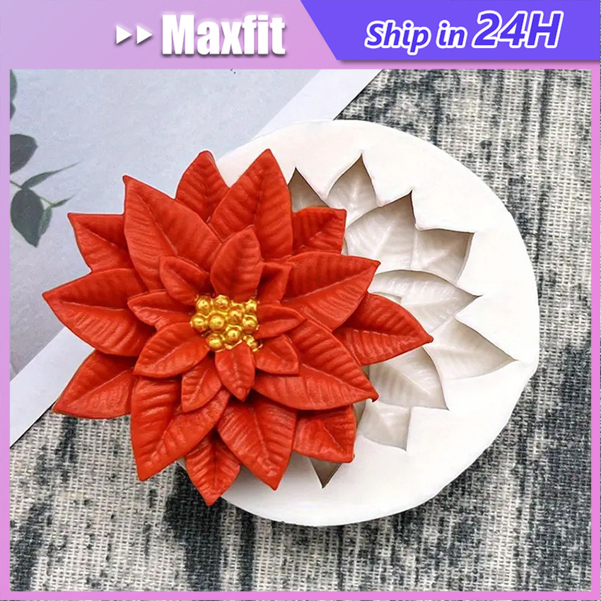 Jual Cetakan Silikon Bunga Daun Lotus Christmas Puding Fondant Flower ...