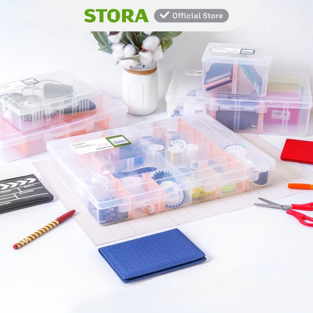 Jual Stora Kotak Penyimpanan Dengan Tutup Transparan Kotak Organizer ...