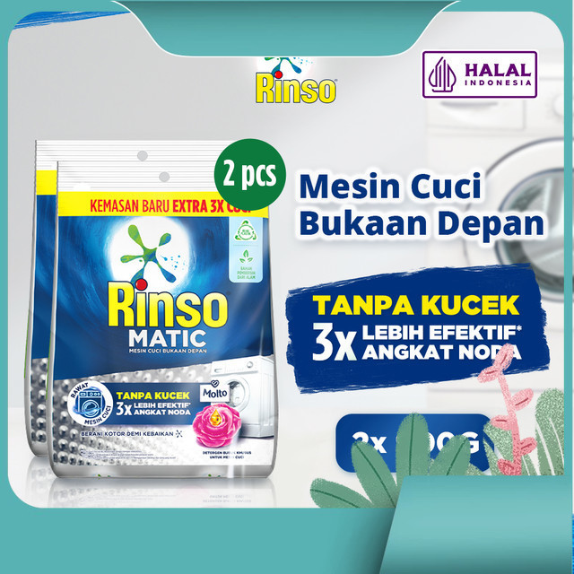 Jual Rinso Detergent Bubuk Konsentrat Deterjen Matic Mesin Cuci Bukaan Depan 900 g x2 | Shopee ...