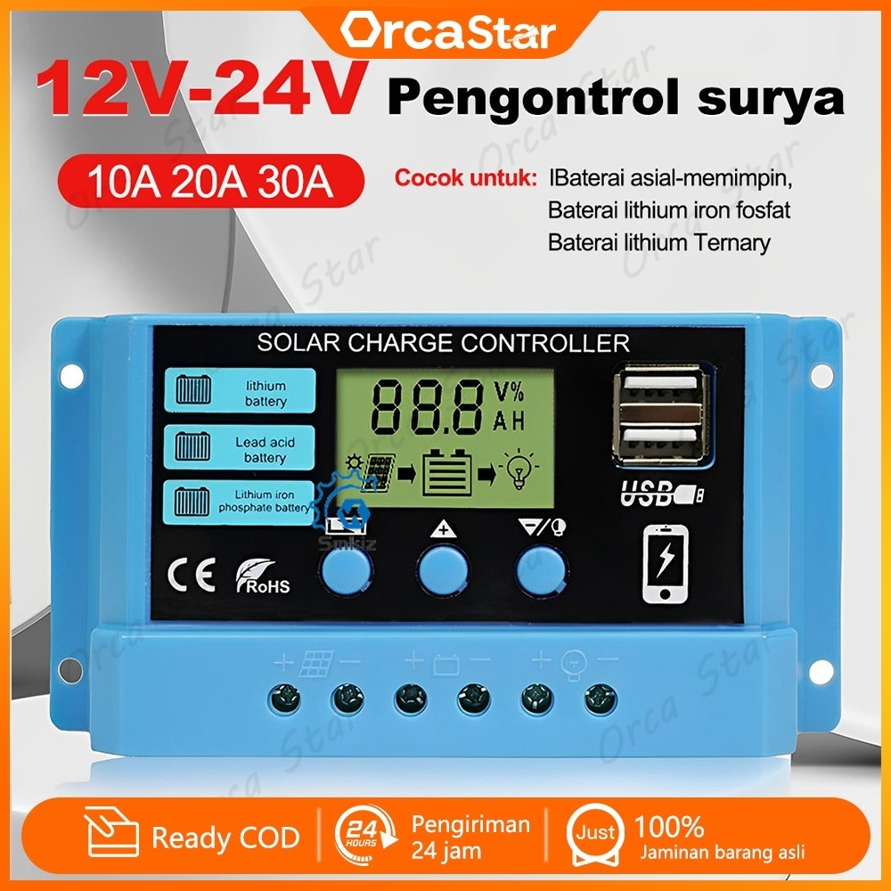 Jual 【Ready COD】Baru Solar Charge Controller LCD LED Display Solar PWM ...