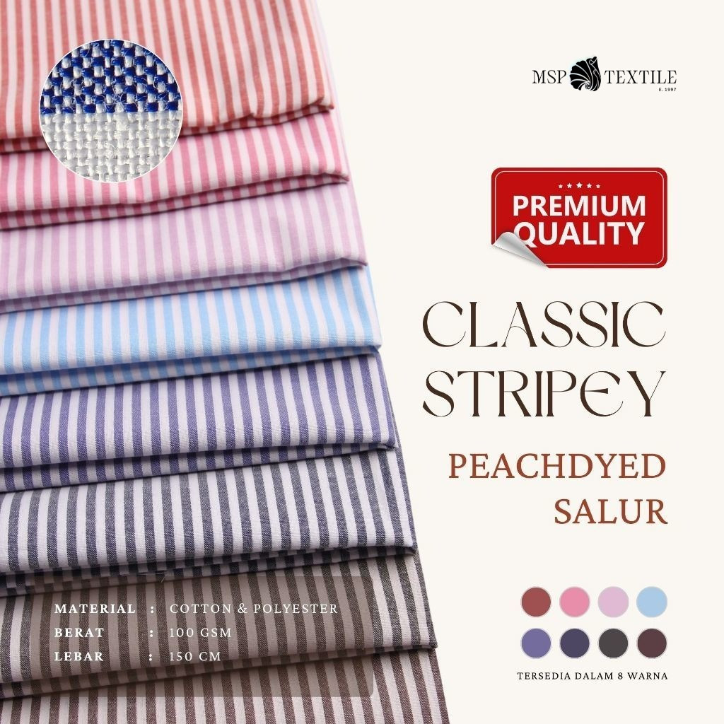 Jual KAIN CLASSIC STRIPEY PEACHDYED SALUR PREMIUM POLYESTER KATUN UNTUK ...