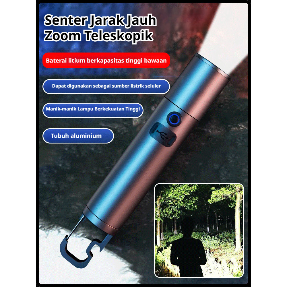 Jual Senter 1800mAh Senter Laser Zoom Multifungsi Senter Sorot Super ...