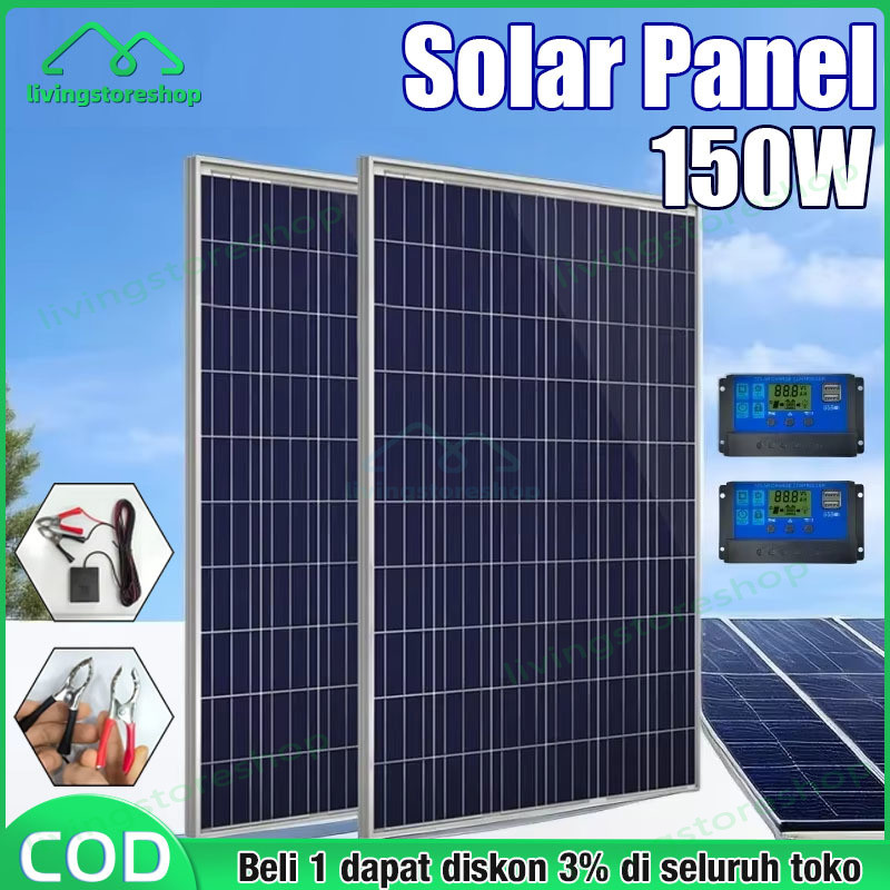 Jual Solar Panel 150W Panel Surya Solar Charge Controller LED Display ...