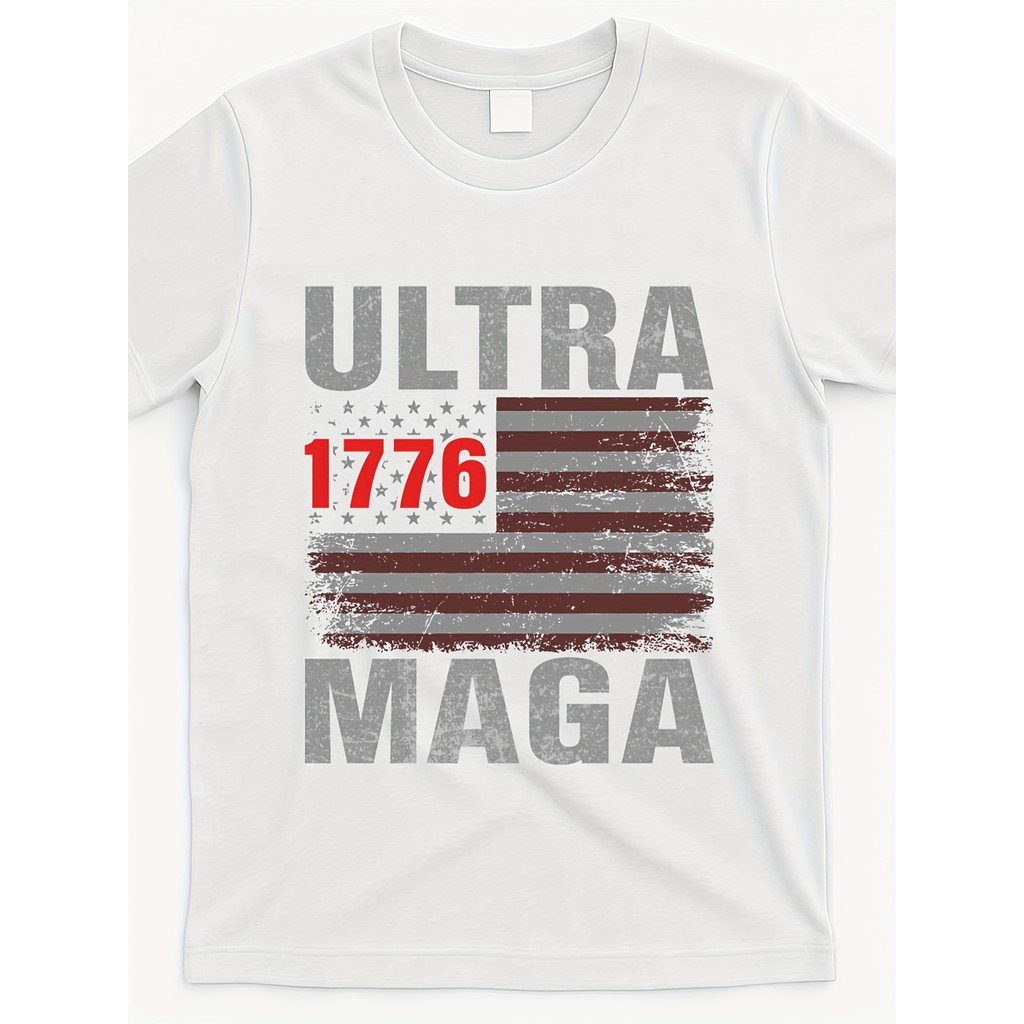 Jual Kaos Pria Desain Trump 2024, Bendera Amerika Usang + Logo MAGA ...