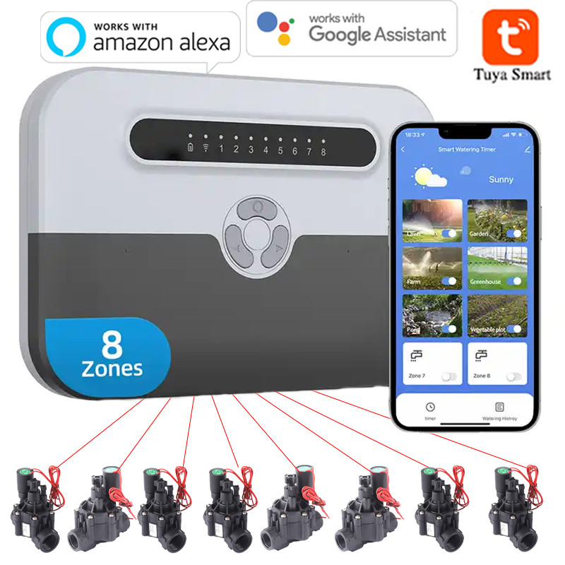 Jual 8 Station WiFi Indoor Smart Sprinkler Controller and solenoid ...