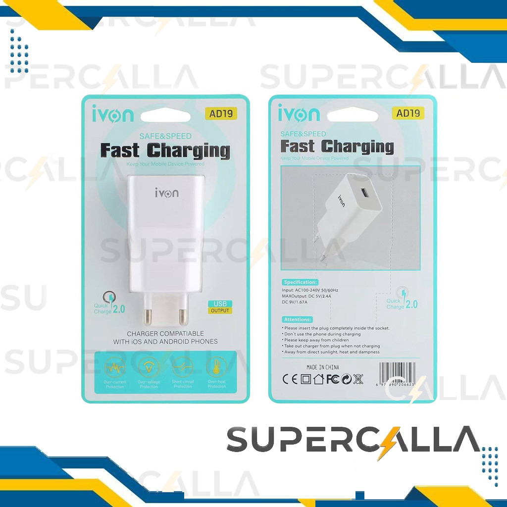 Jual iVON SAFE & SPEED Fast Charging Keep Your Mobile Device Powered ...