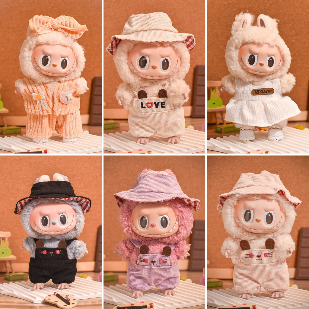 Jual For 17cm Labubus Mini Doll Clothes Outfit Hat Clothes Set Labubu ...