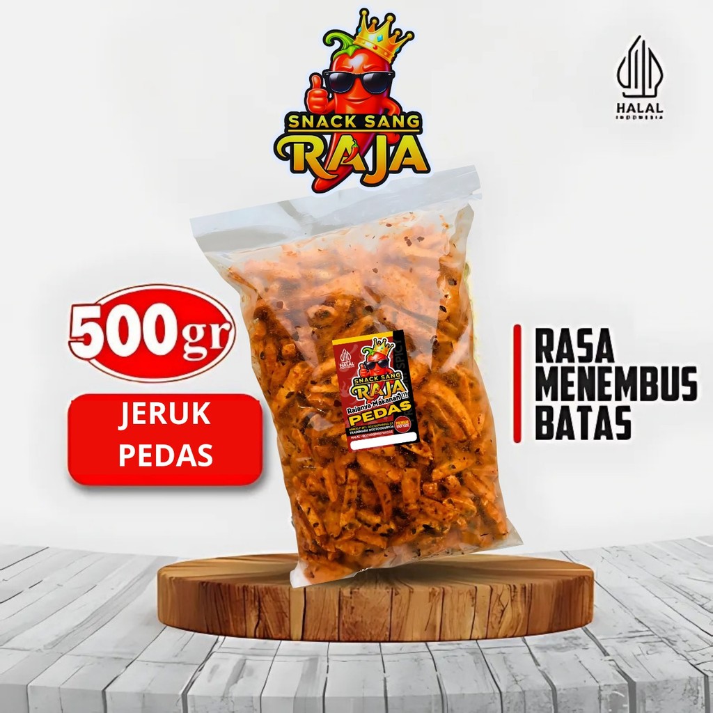 Jual Snack Sang RAJA - Basreng Pedas Daun Jeruk 500gr Baso Goreng Stik ...