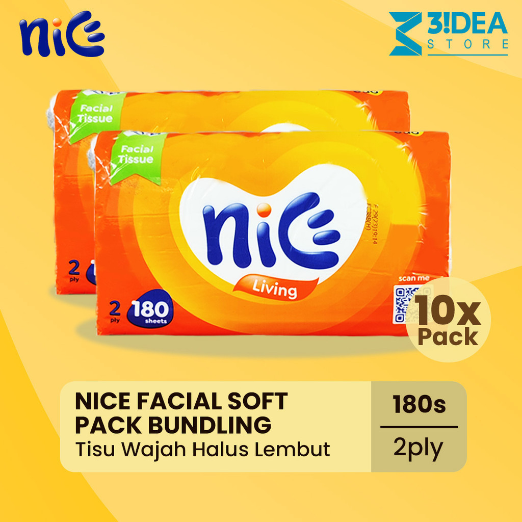 Jual [10 Pack] Nice Facial Tissue Soft Pack 180 Sheets - Tisu Wajah ...