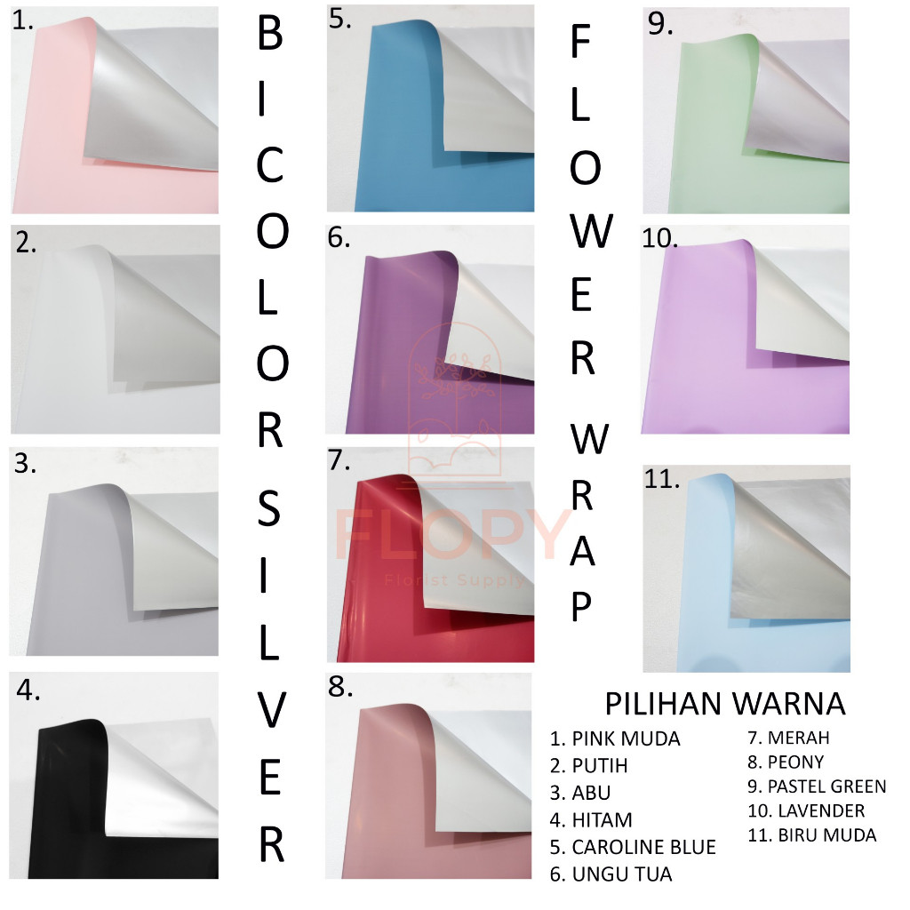 Jual [5 Lembar] Bicolor Silver Flower Wrap / Kertas Bunga / Cellophane ...