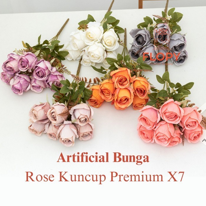 Jual [ 7 Cabang ] Rose Kuncup Premium X7 Artificial / Bunga Palsu ...