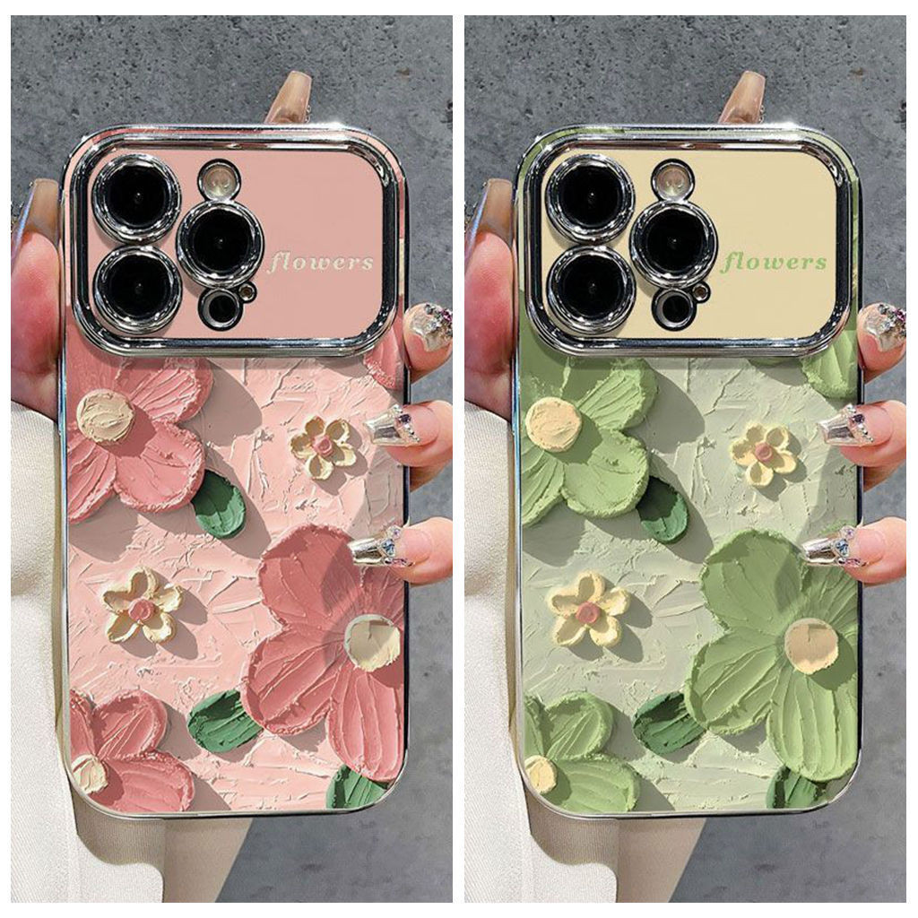 Jual Silver Frame Case iPhone 11 Bunga corat-coret lukisan cat minyak ...