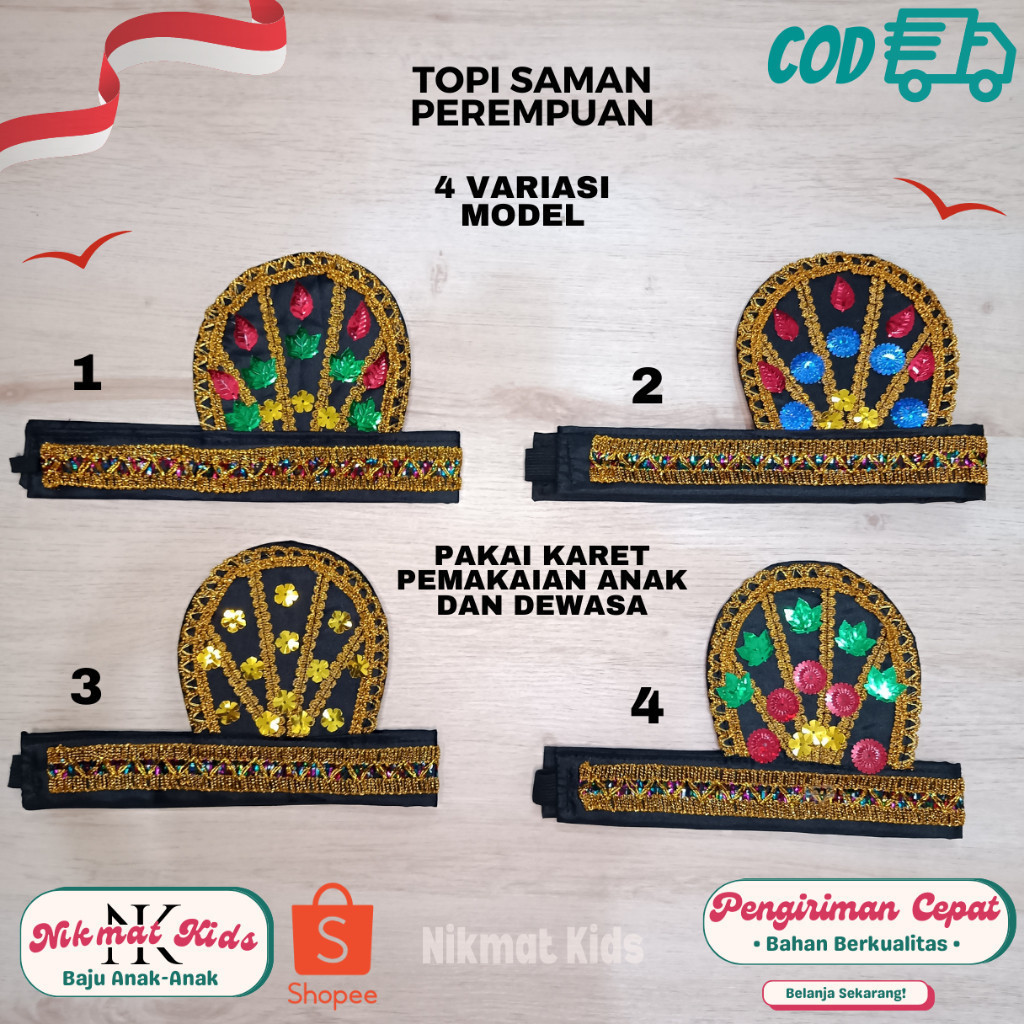 Jual Topi tari saman aceh perempuan topi saman topi adat aceh bungong ...