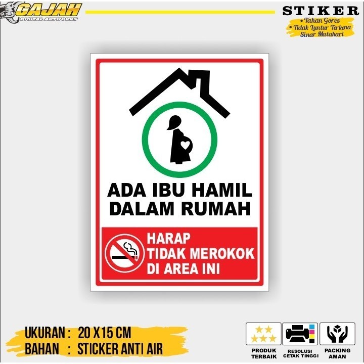 Jual Stiker Sign Ada Ibu hamil dalam rumah dilarang merokok multi ...