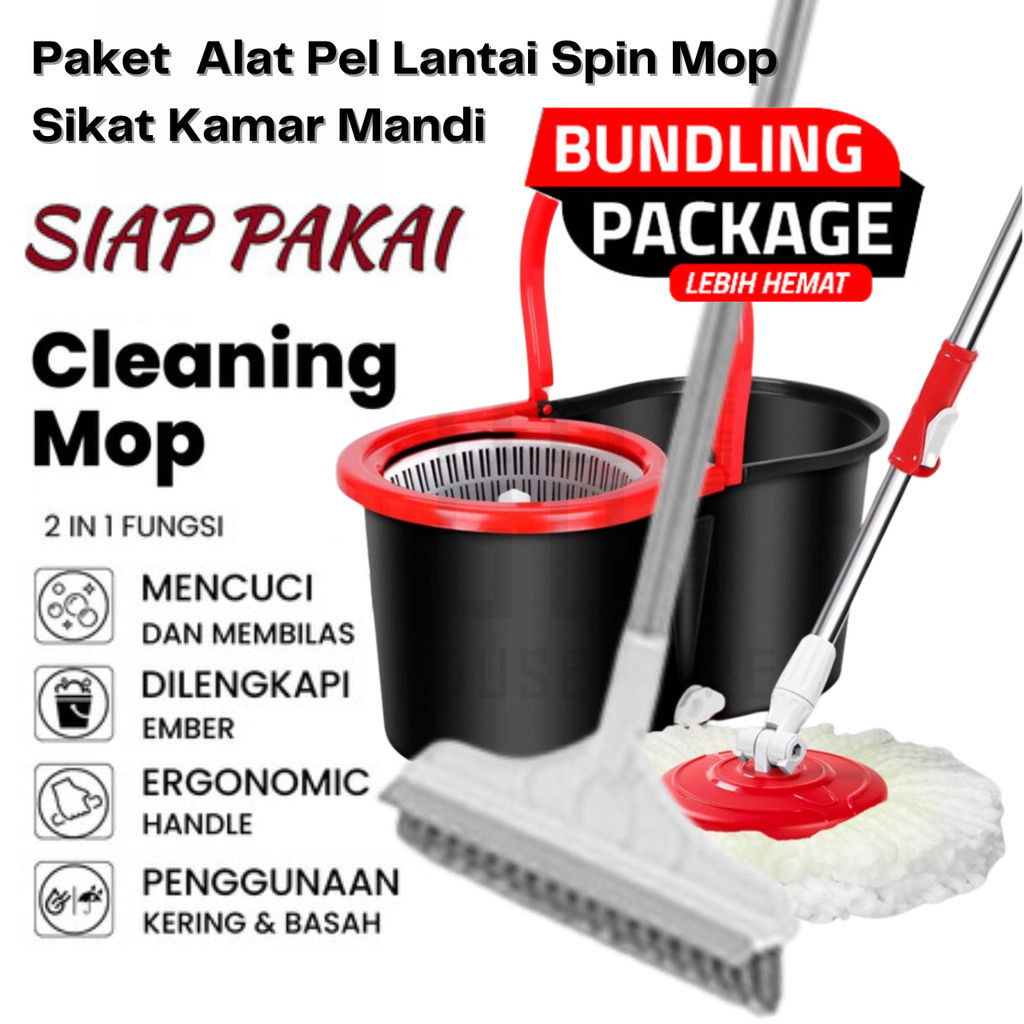 Jual Promo Bundle Hemat Alat Pel Lantai Spin Mop Pelan Ultra Mop+ Sikat ...