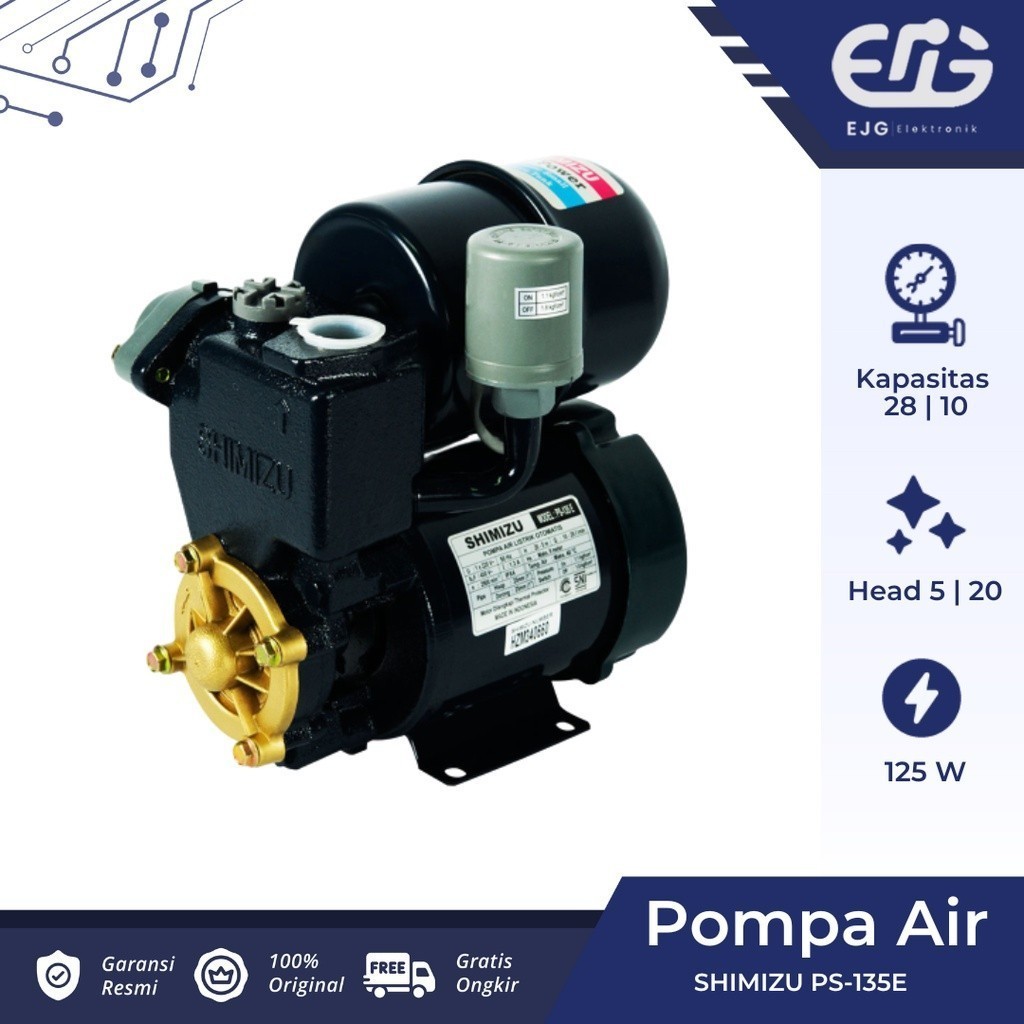 Jual Shimizu Water Pump Pompa Air PS-135 / PS135 / PS 135 otomatis 125 ...